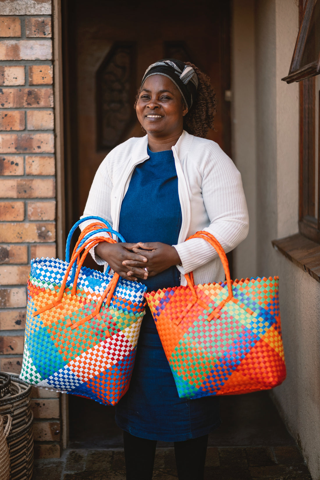 Multicolored Woven Plastic Shopper Bag – Ithemba Creations